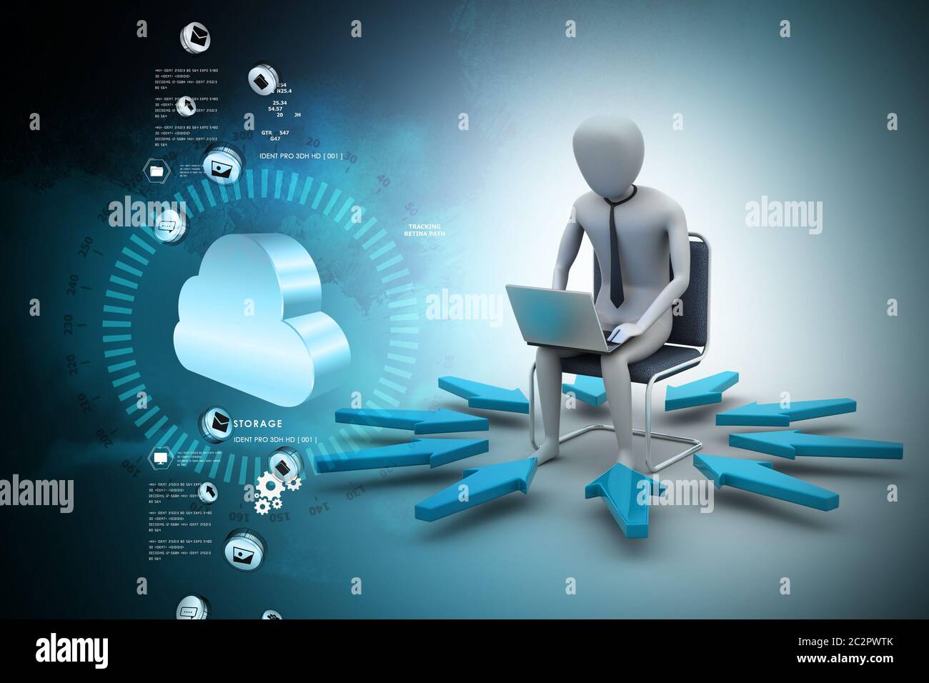 3d man working on laptop Stock Photo - Alamy