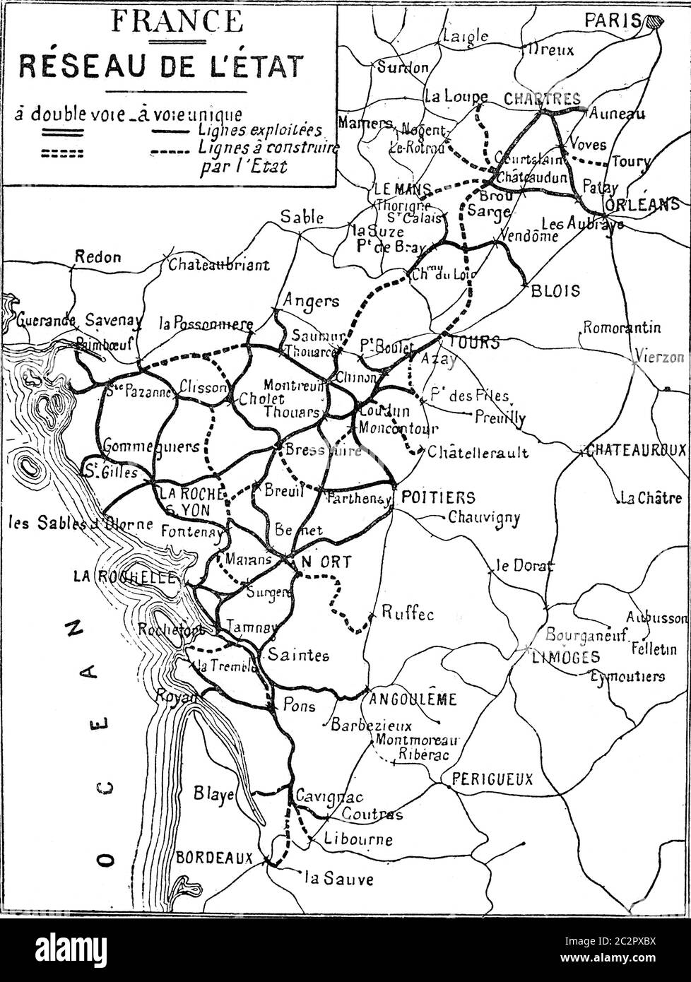 Map of France, vintage engraved illustration. Industrial encyclopedia E ...