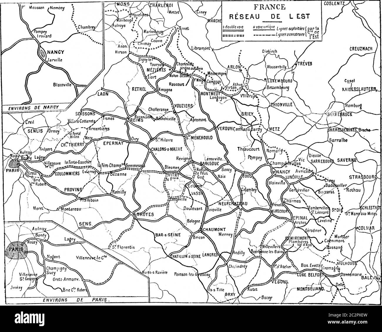 Map of France, vintage engraved illustration. Industrial encyclopedia E ...