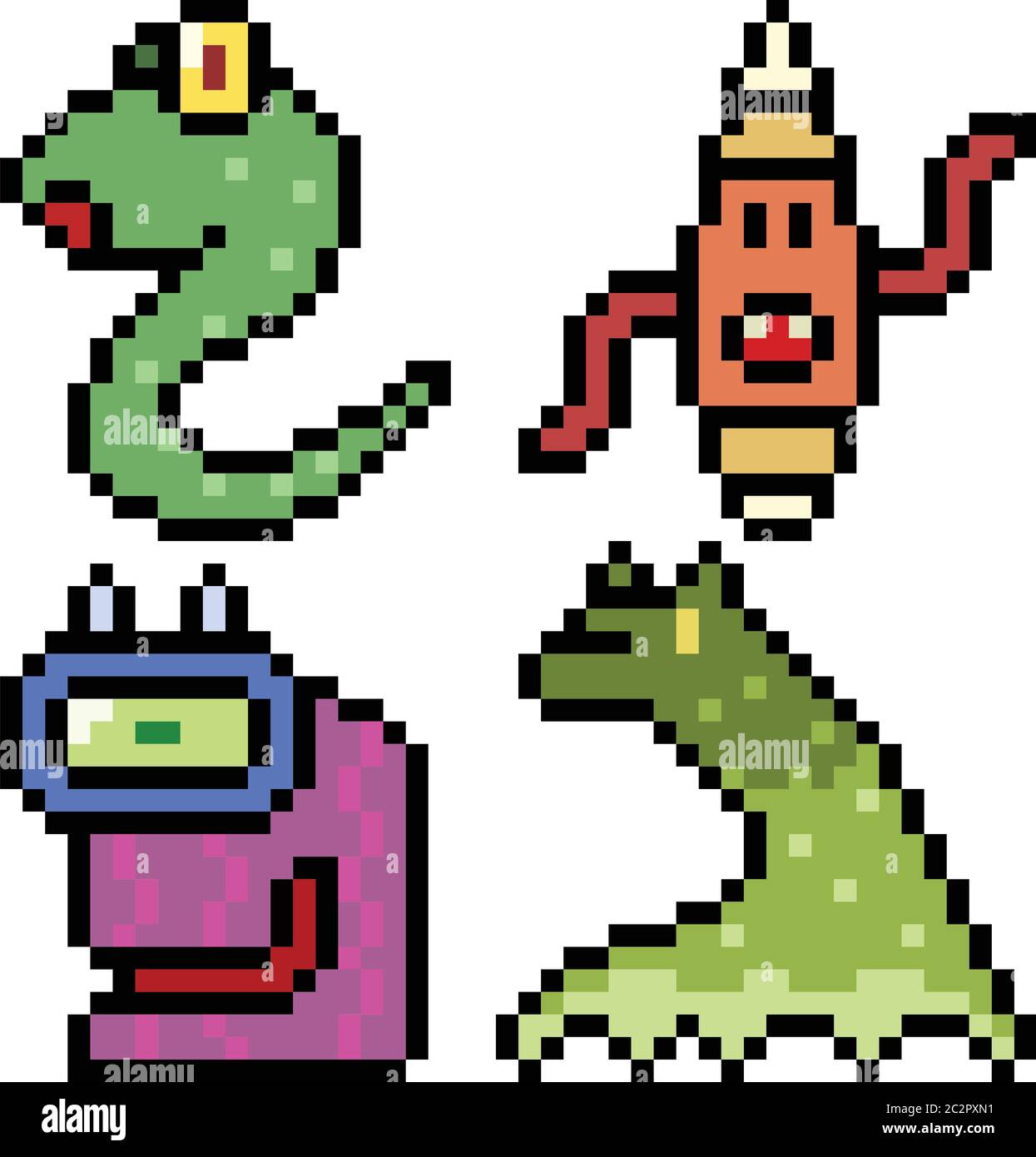 vector pixel art monster icon isolated cartoon Stock Vector Image & Art ...