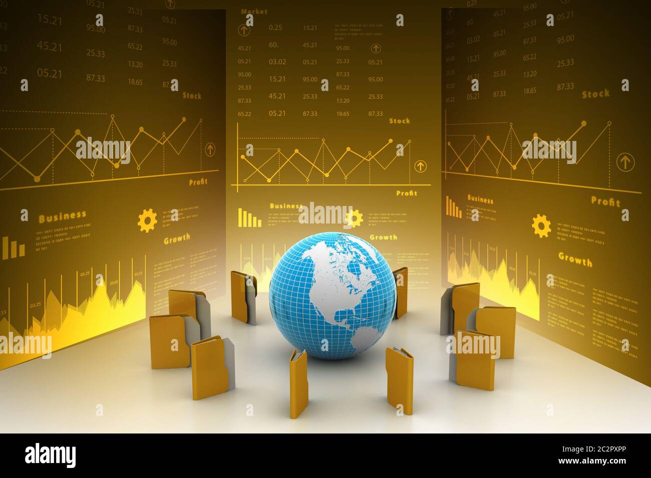 File folders around Earth Stock Photo - Alamy