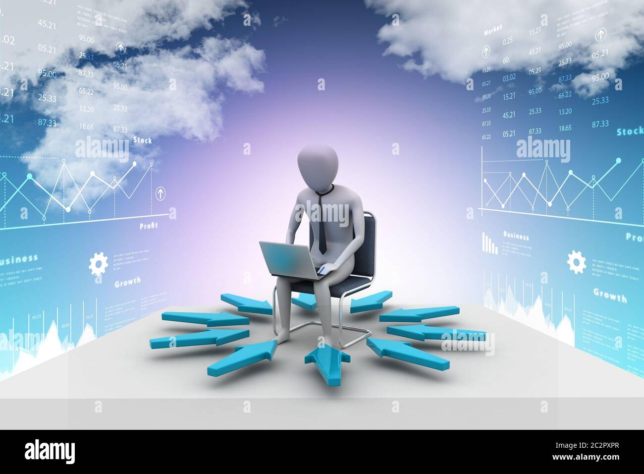 3d man working on laptop Stock Photo - Alamy