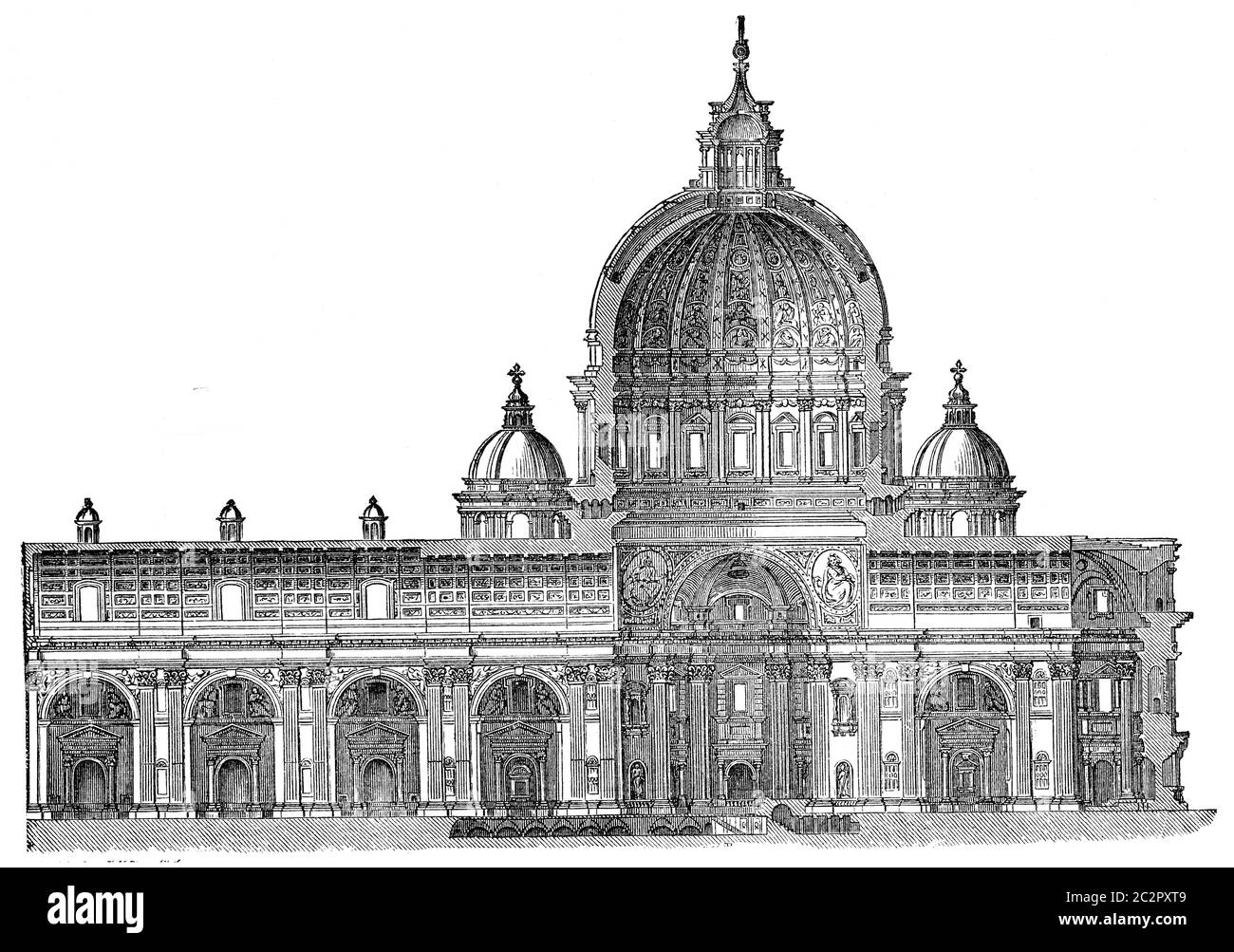 Dome Cup St. Peter in Rome, vintage engraved illustration. Industrial ...