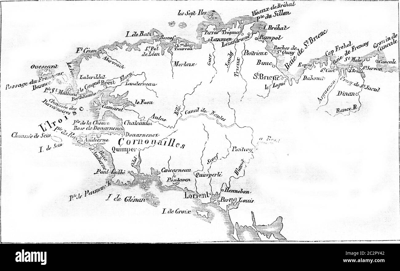 Map alongside Britain, vintage engraved illustration. Magasin ...