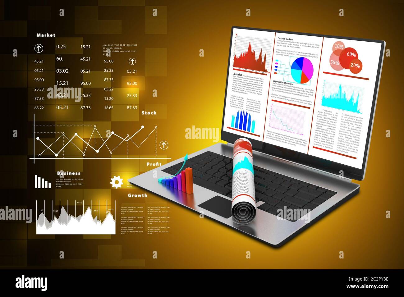 Laptop showing a financial report Stock Photo - Alamy