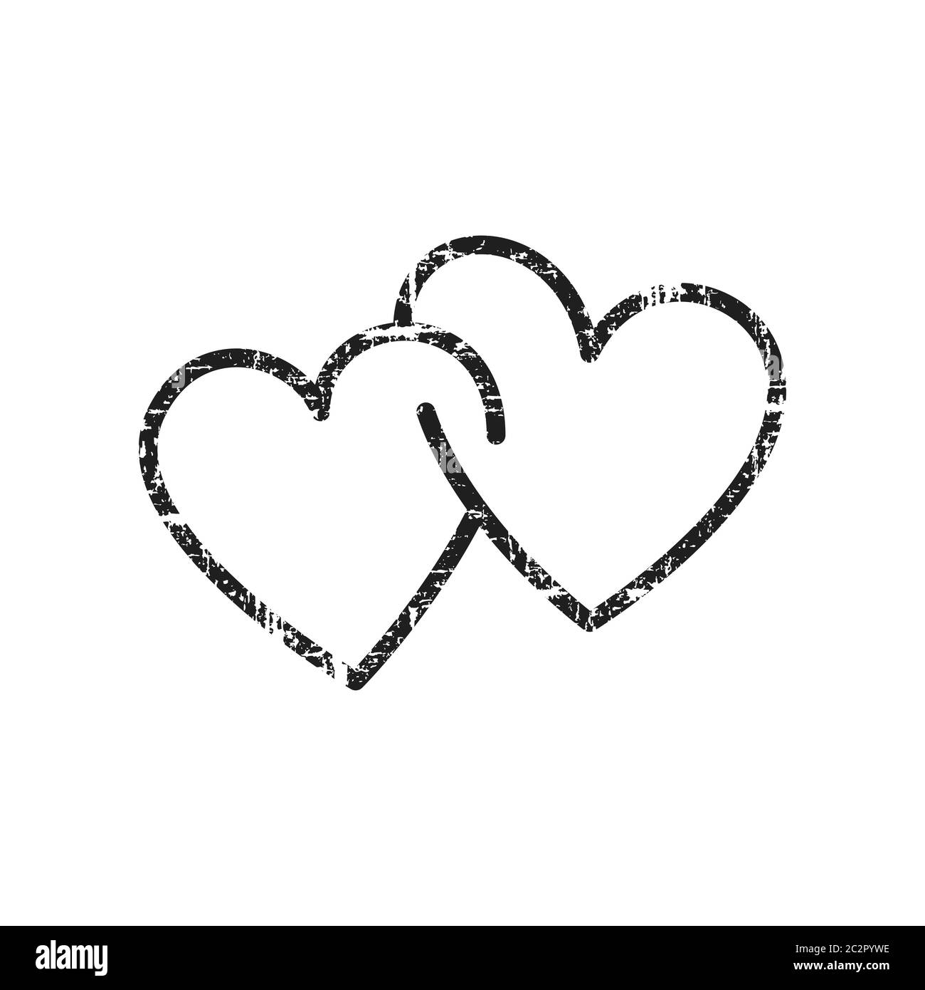 Grunge line art icon of double hearts Stock Vector Image & Art - Alamy