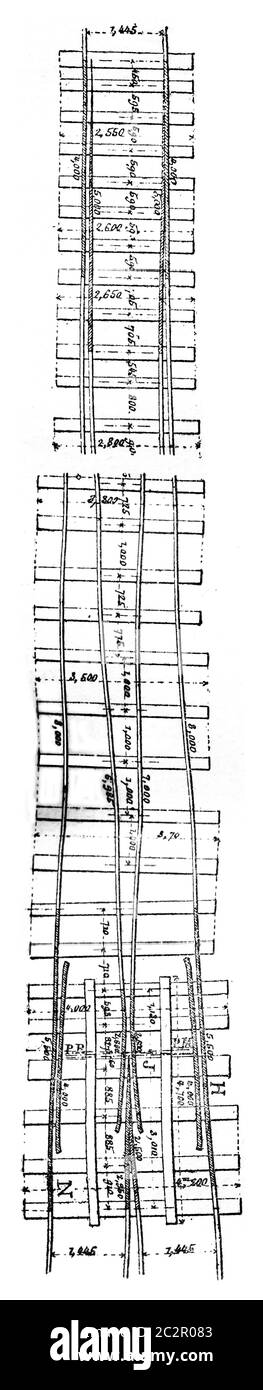 Laying plan of the needle both directions, vintage engraved ...