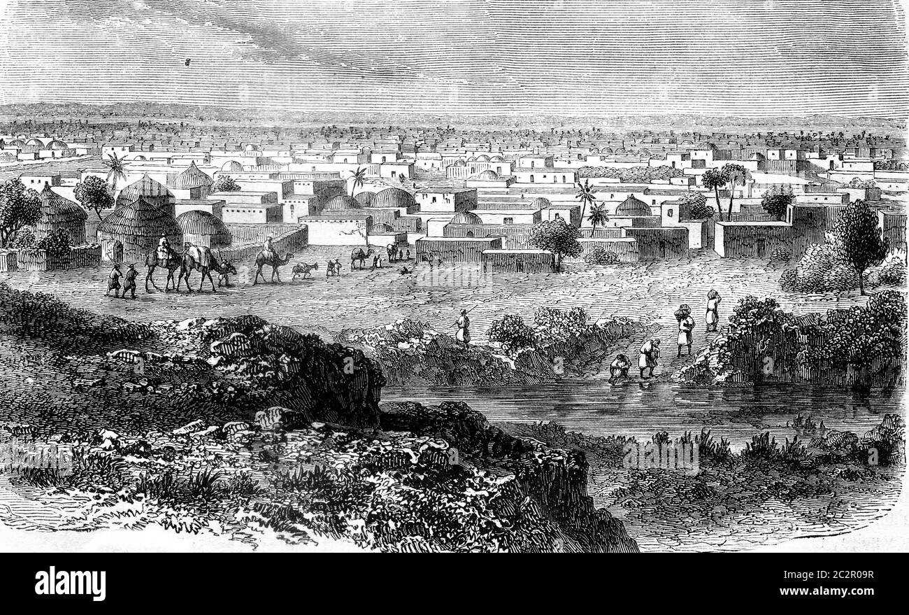 Kano, city of the country of Hausa, vintage engraved illustration ...