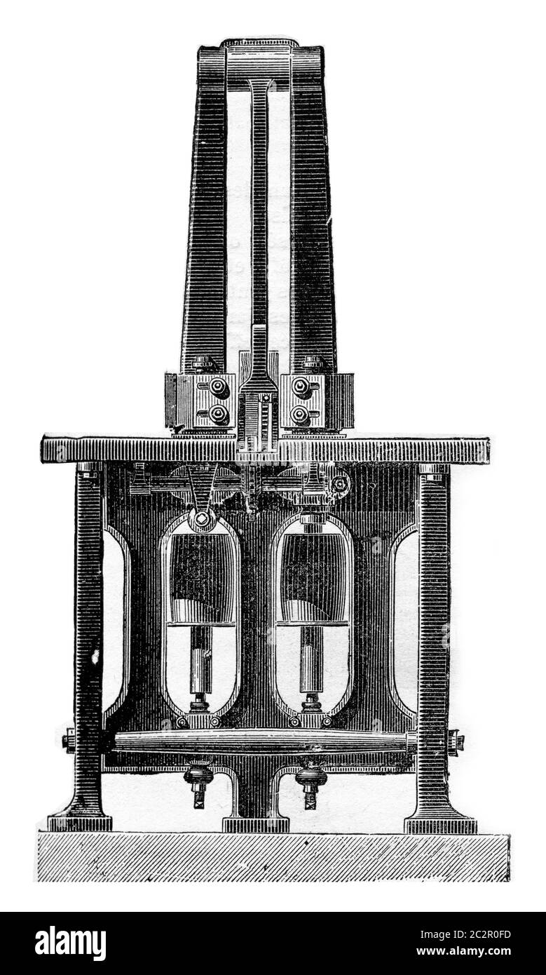 Machine currying rims, Front view, vintage engraved illustration ...