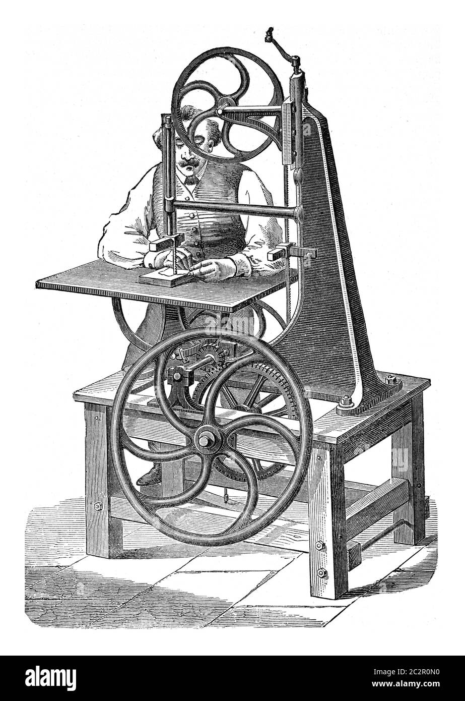 Machine scroll, vintage engraved illustration. Industrial encyclopedia ...