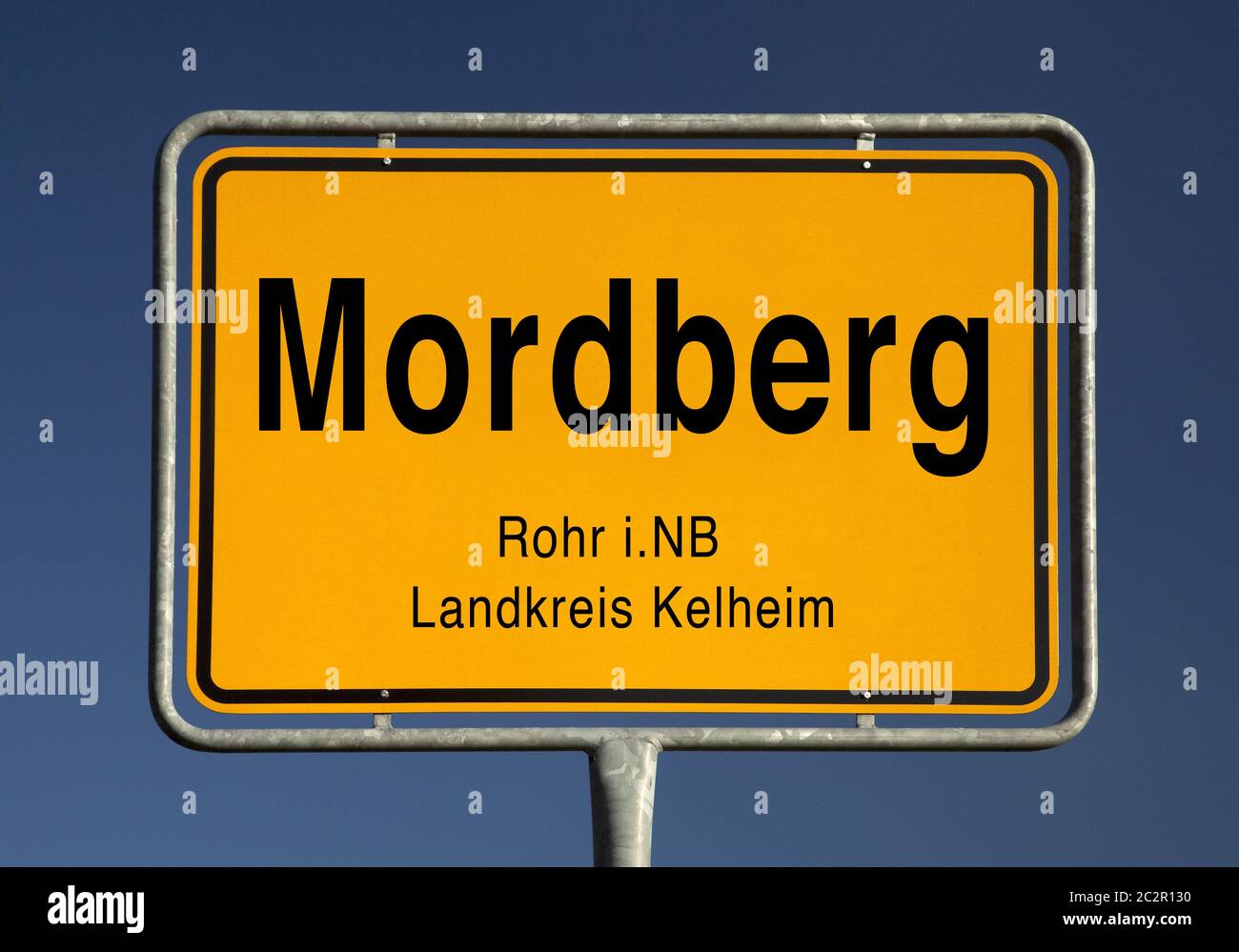 Town entrance sign of Mordberg, district Markt Rohr in Lower Bavaria ...