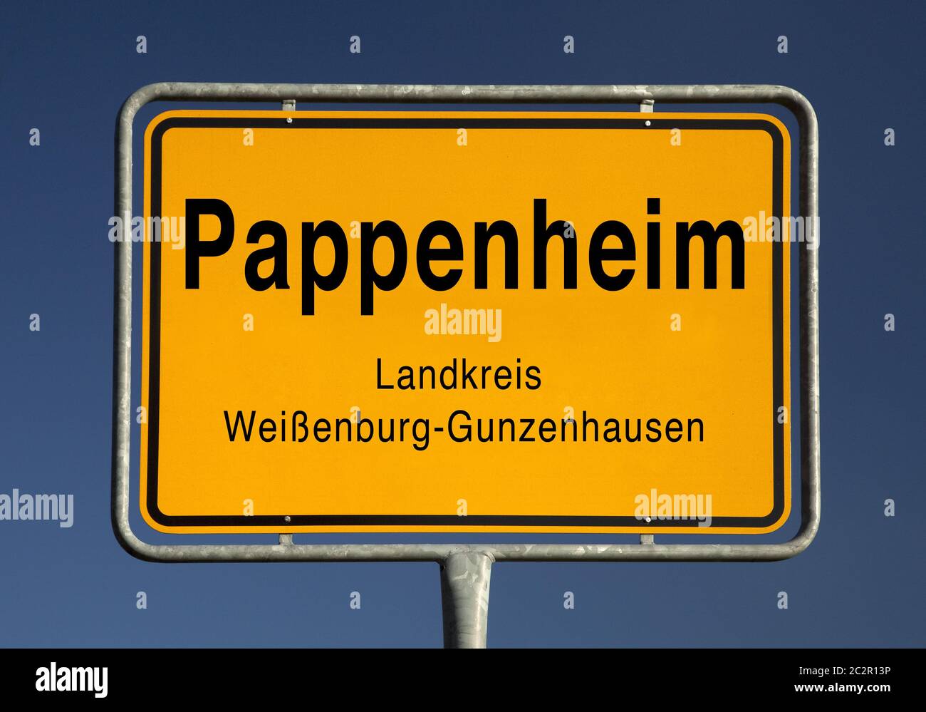 town entrance sign of Pappenheim, Weissenburg-Gunzenhausen district ...