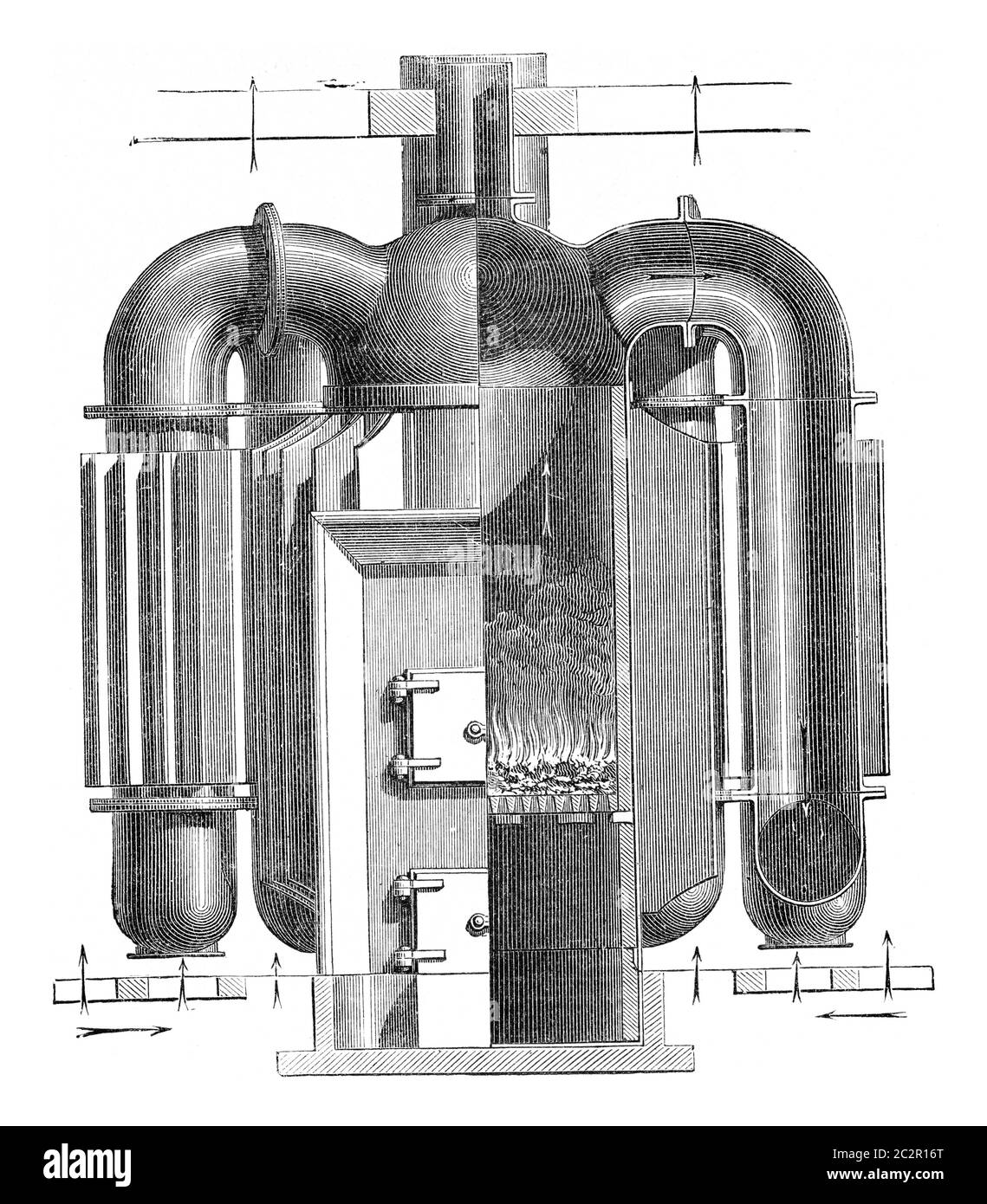 Hollow Furnace fins, vintage engraved illustration. Industrial ...