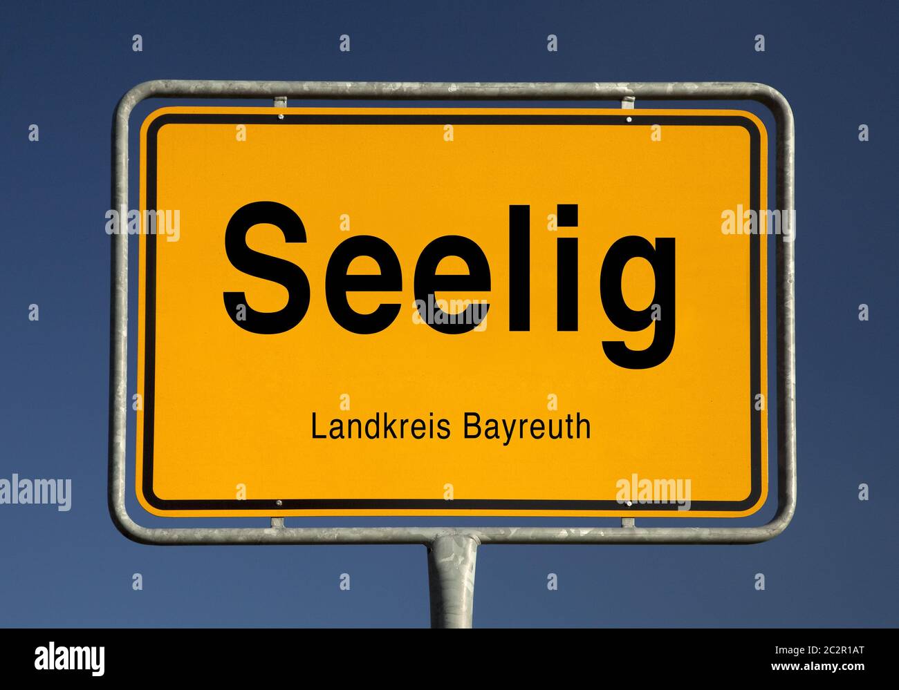 town entrance sign of Seelig, village in the district of Bayreuth ...