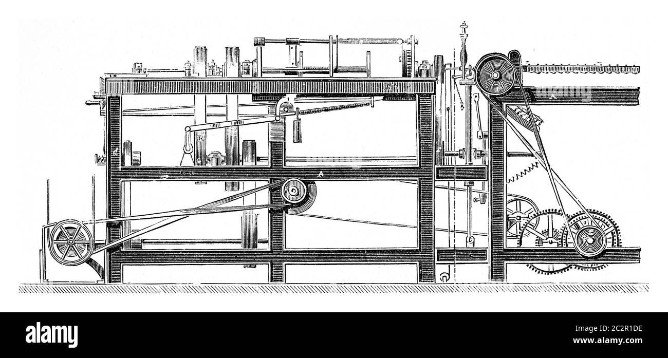 Machines for manufacturing the rope yarn by Mr Lawson, vintage engraved ...