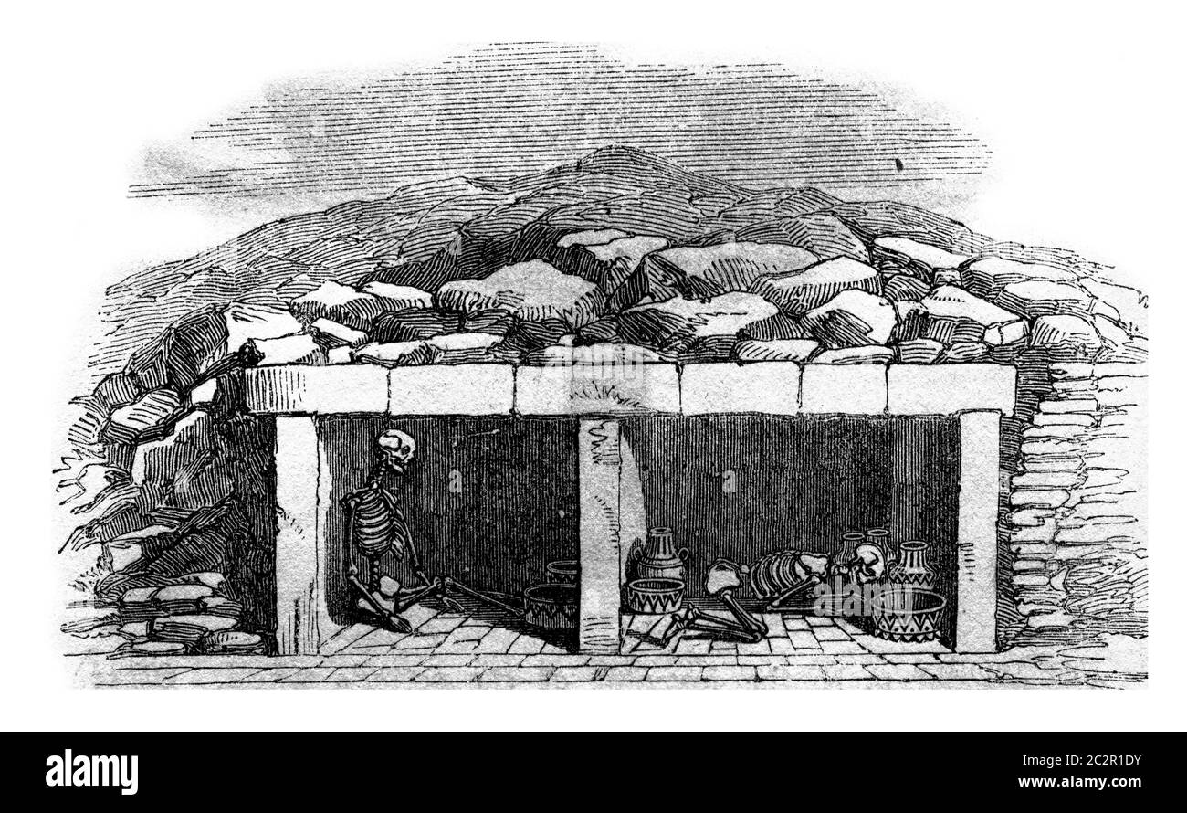 Ancient sepulchral pottery, vintage engraved illustration Stock Photo ...