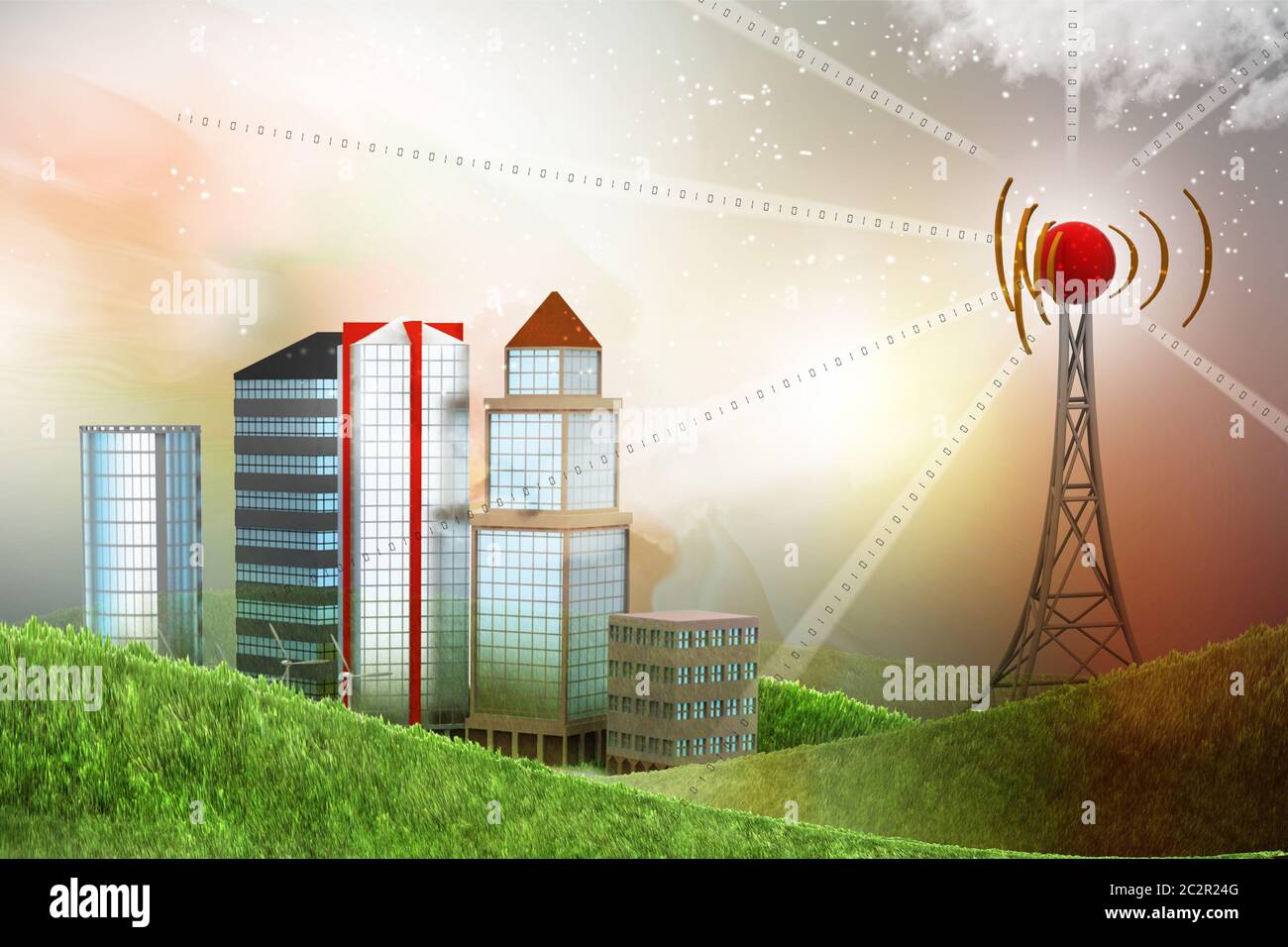 Signal tower with networking Stock Photo - Alamy