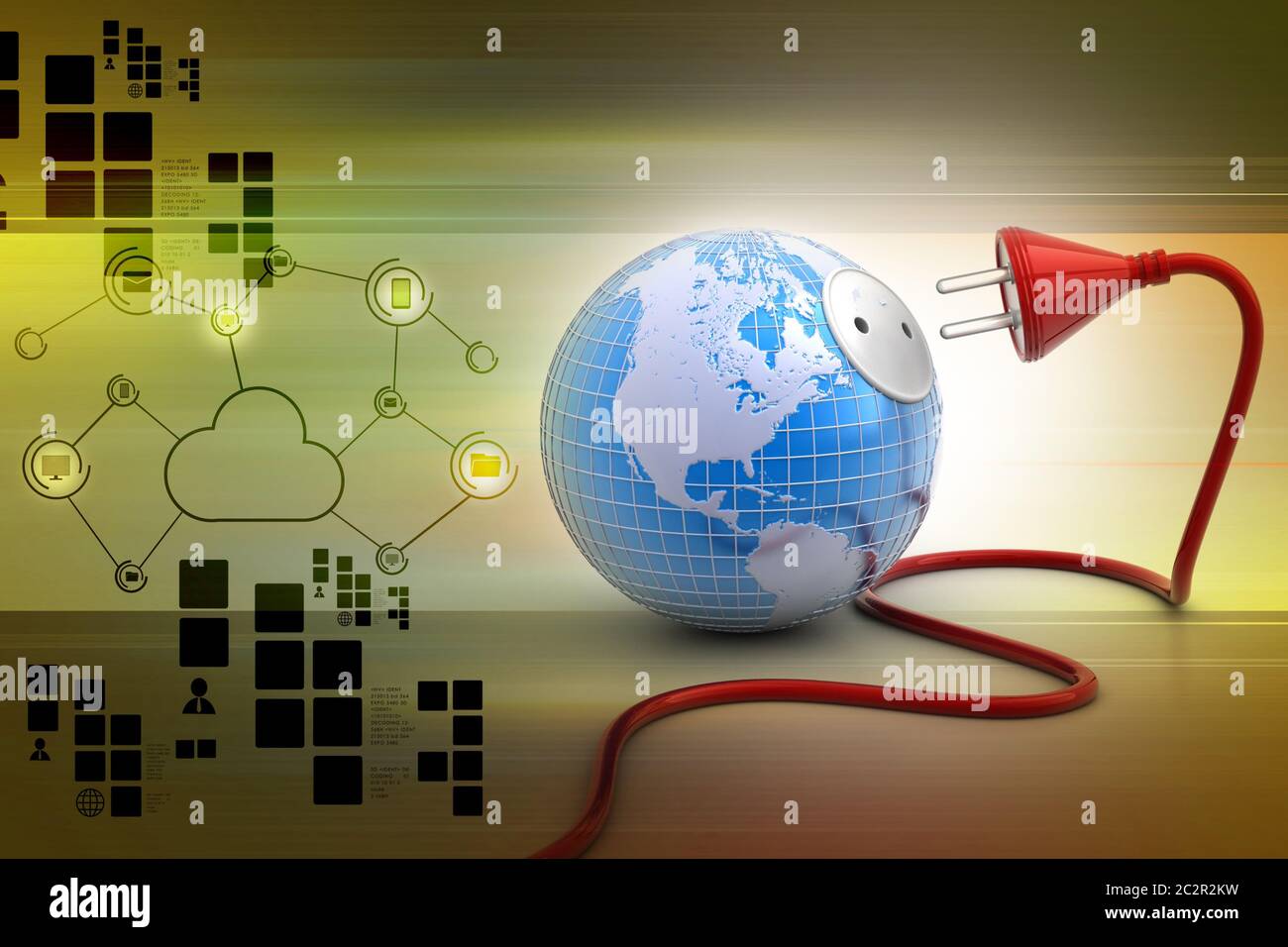 earth globe with power cable Stock Photo - Alamy