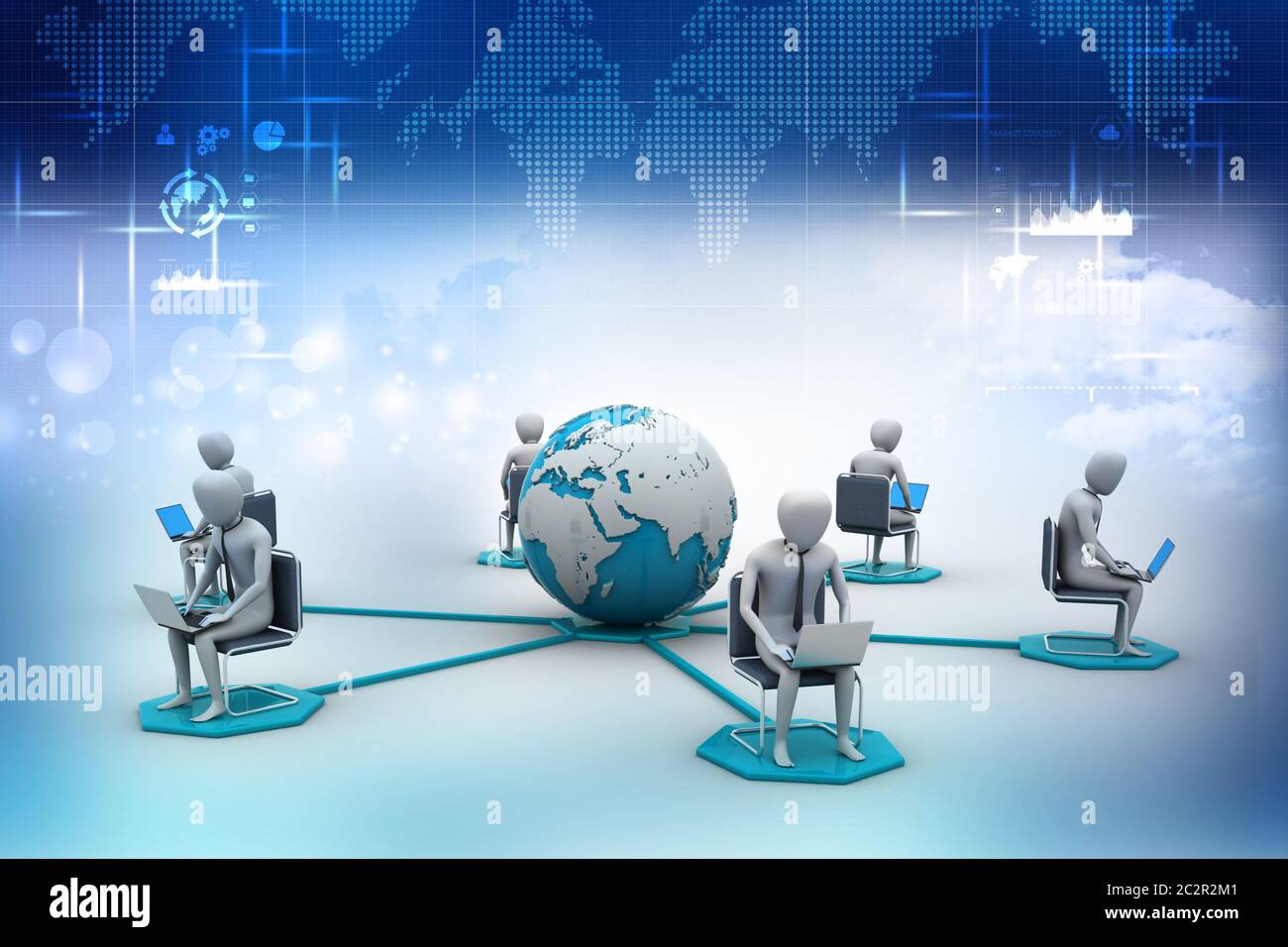 Networking people with globe Stock Photo - Alamy