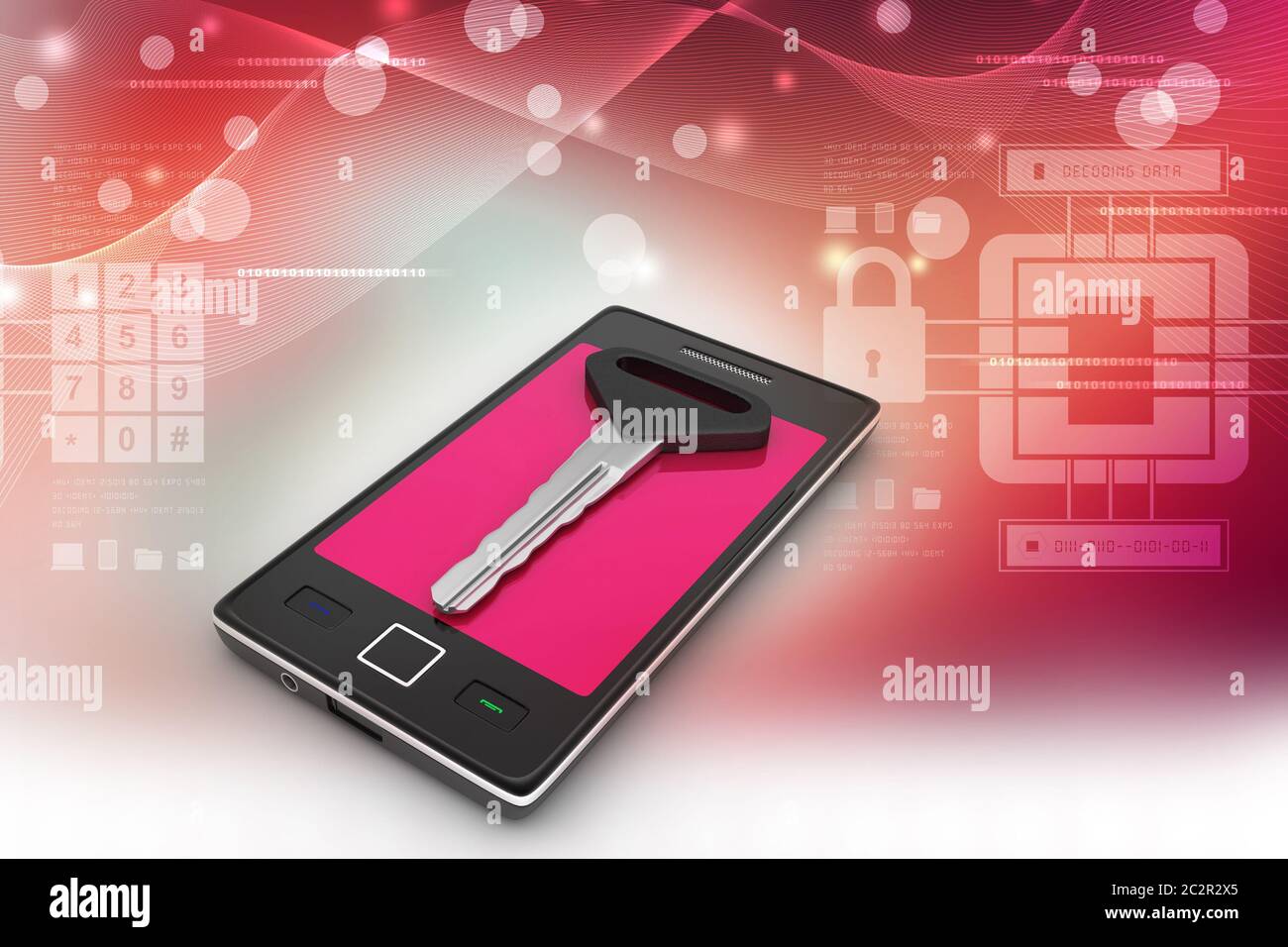 Smart phone with key Stock Photo - Alamy