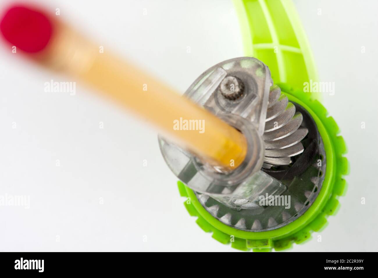 Close-up of pencil sharpener mechanism. Focus on spiral Stock Photo - Alamy