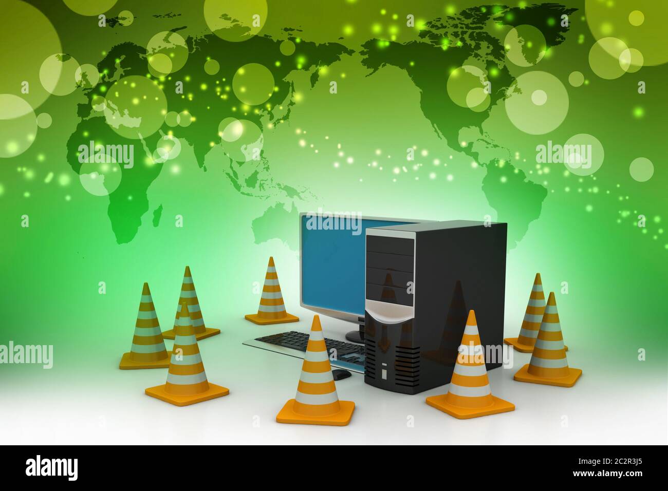 Computer with traffic sign Stock Photo - Alamy
