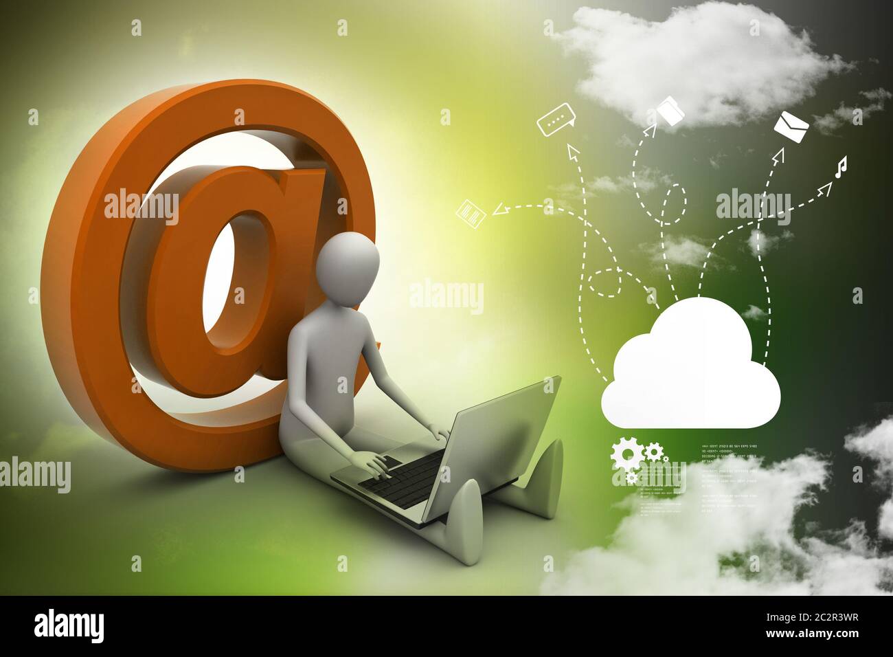 3d person with e mail symbol and laptop Stock Photo - Alamy