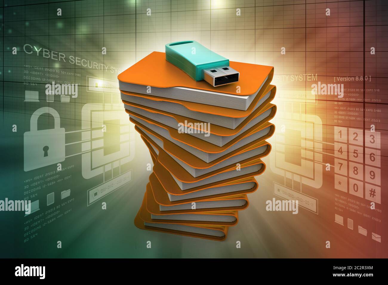 Usb drive with file folder Stock Photo - Alamy