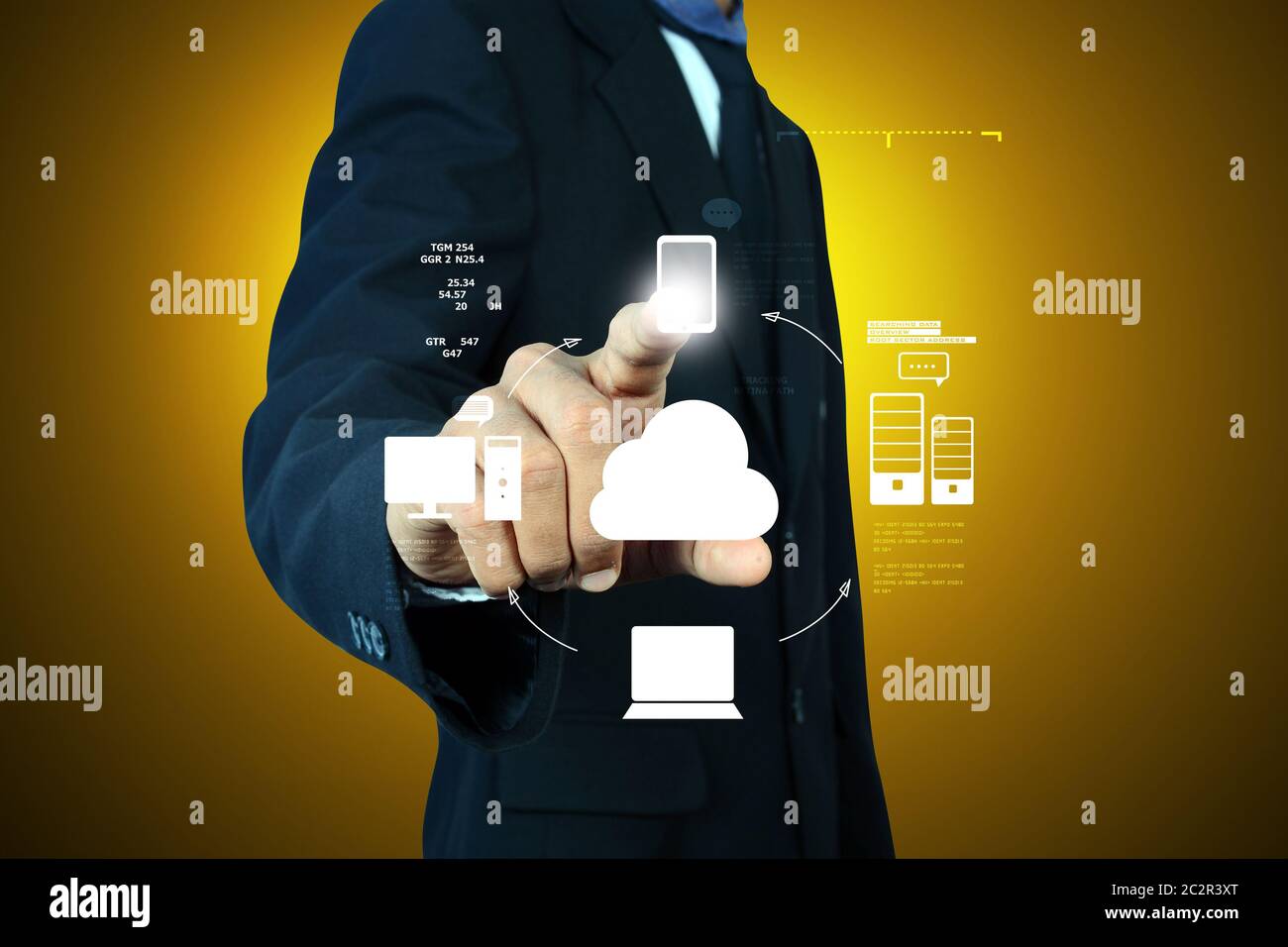 Business man showing concept of cloud computing Stock Photo - Alamy