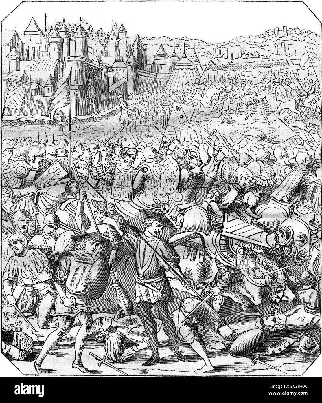 Battle of Nancy, Print the eighteenth century, according to a miniature ...