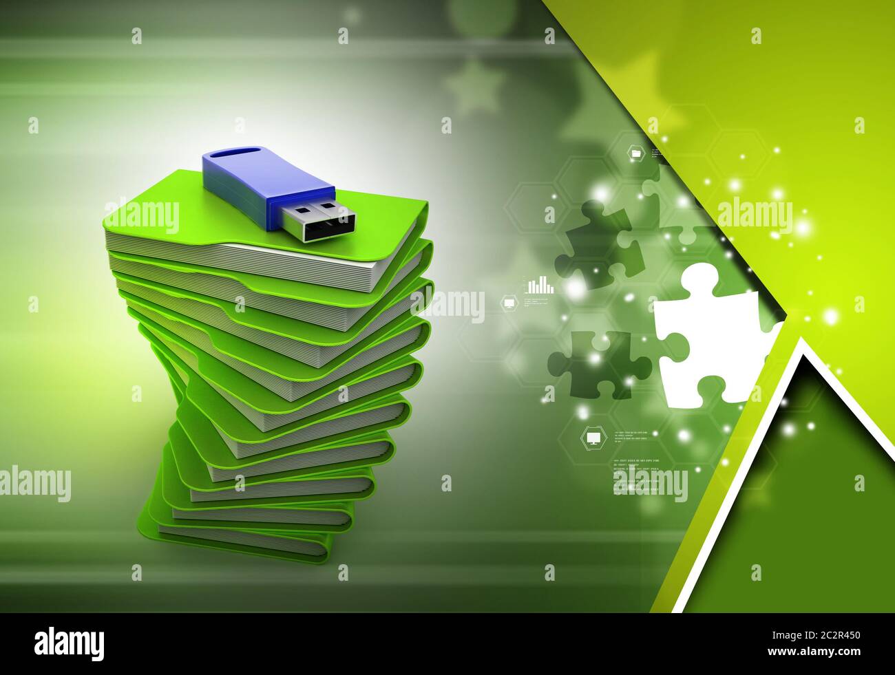 Usb drive with file folder Stock Photo - Alamy