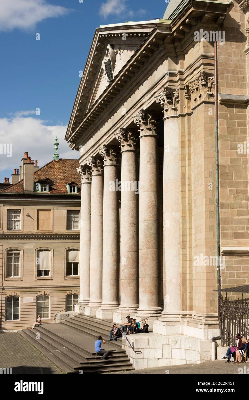 Cathedral Saint-Pierre in Geneva displays stunning architecture against ...