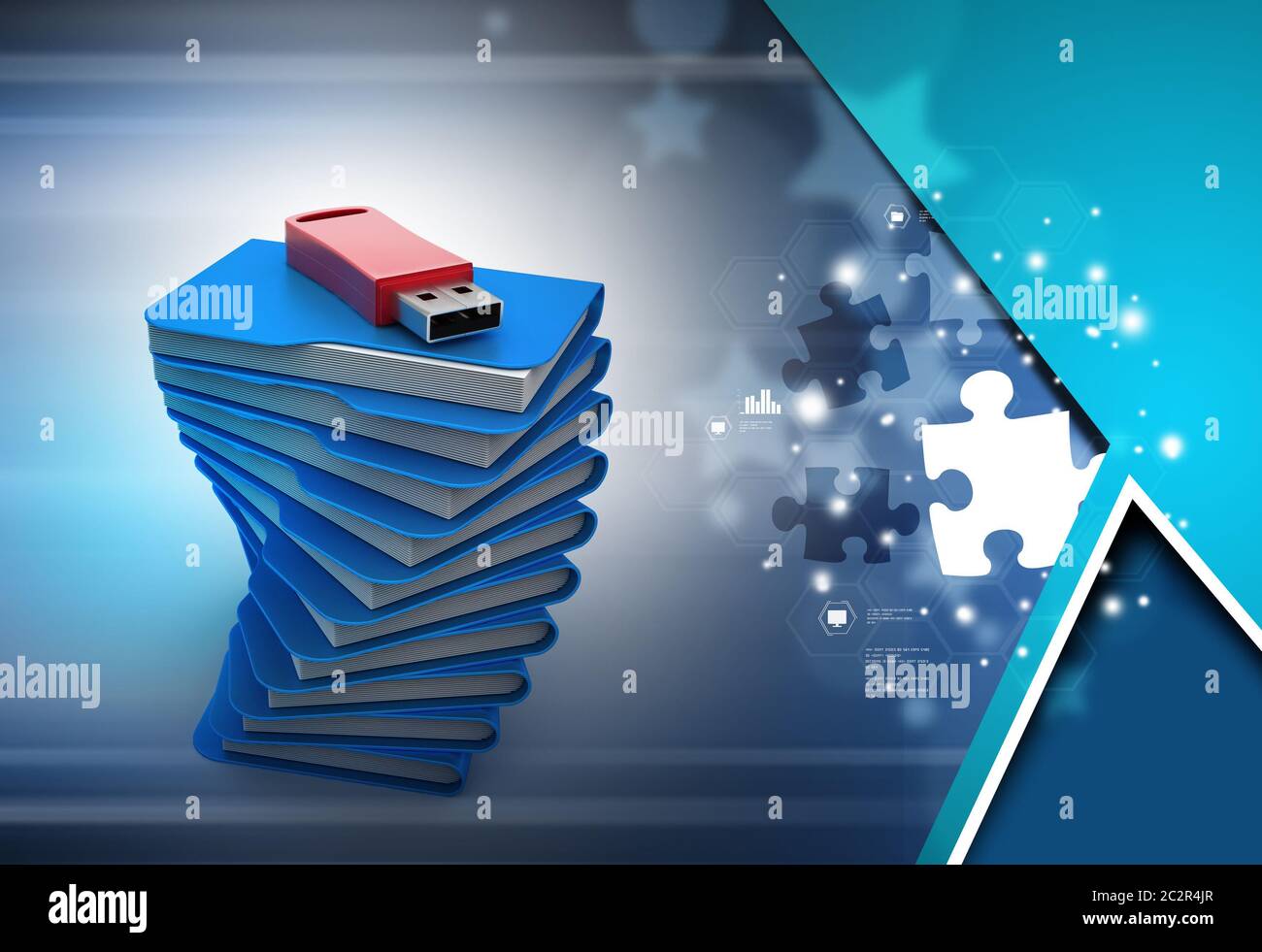 Usb drive with file folder Stock Photo - Alamy