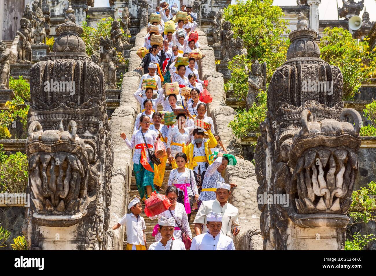 BALI, INDONESIA - November 29, 2019: The religion ceremony at Temple of ...