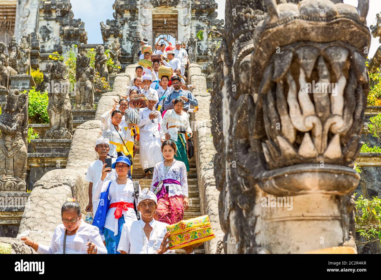 BALI, INDONESIA - November 29, 2019: The religion ceremony at Temple of ...