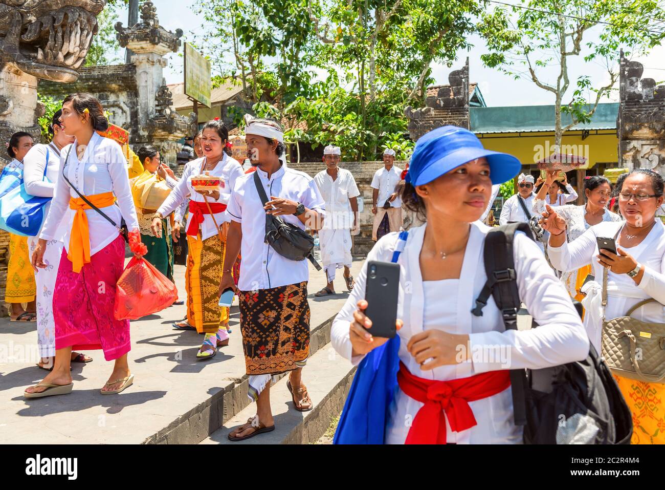 BALI, INDONESIA - November 29, 2019: The religion ceremony at Temple of ...