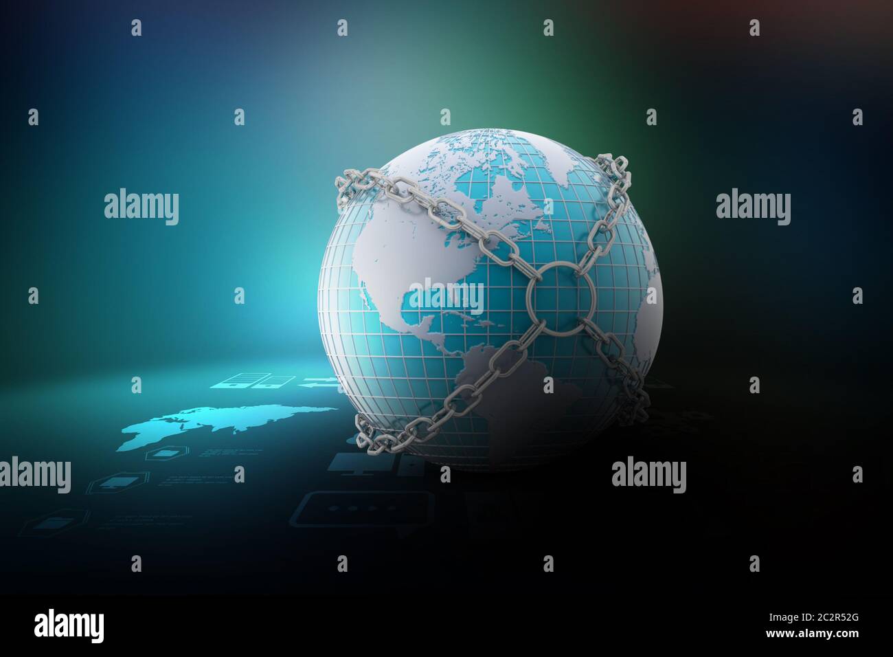 Earth globe close in chain Stock Photo - Alamy