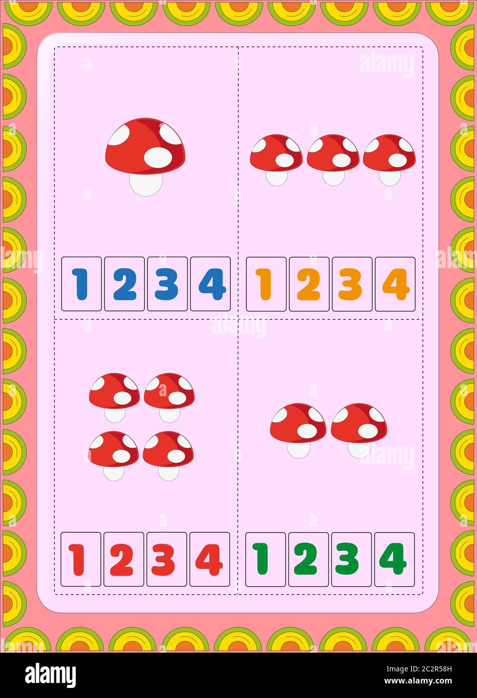 Preschool and toddler math with mushroom design Stock Vector Image ...