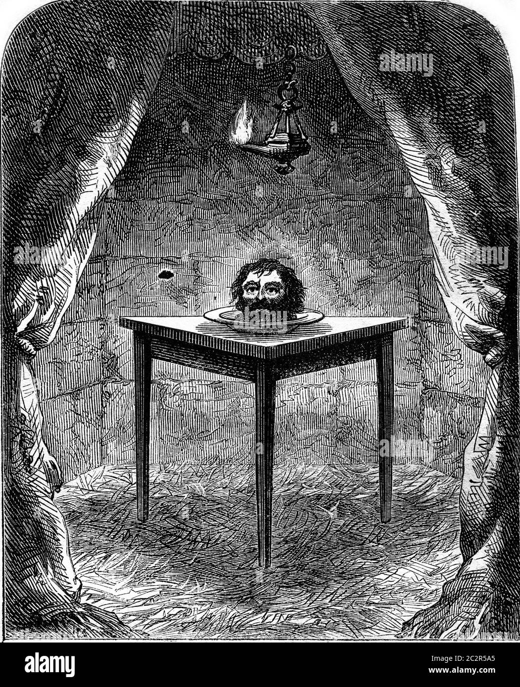 The head of the beheaded, vintage engraved illustration. Magasin ...