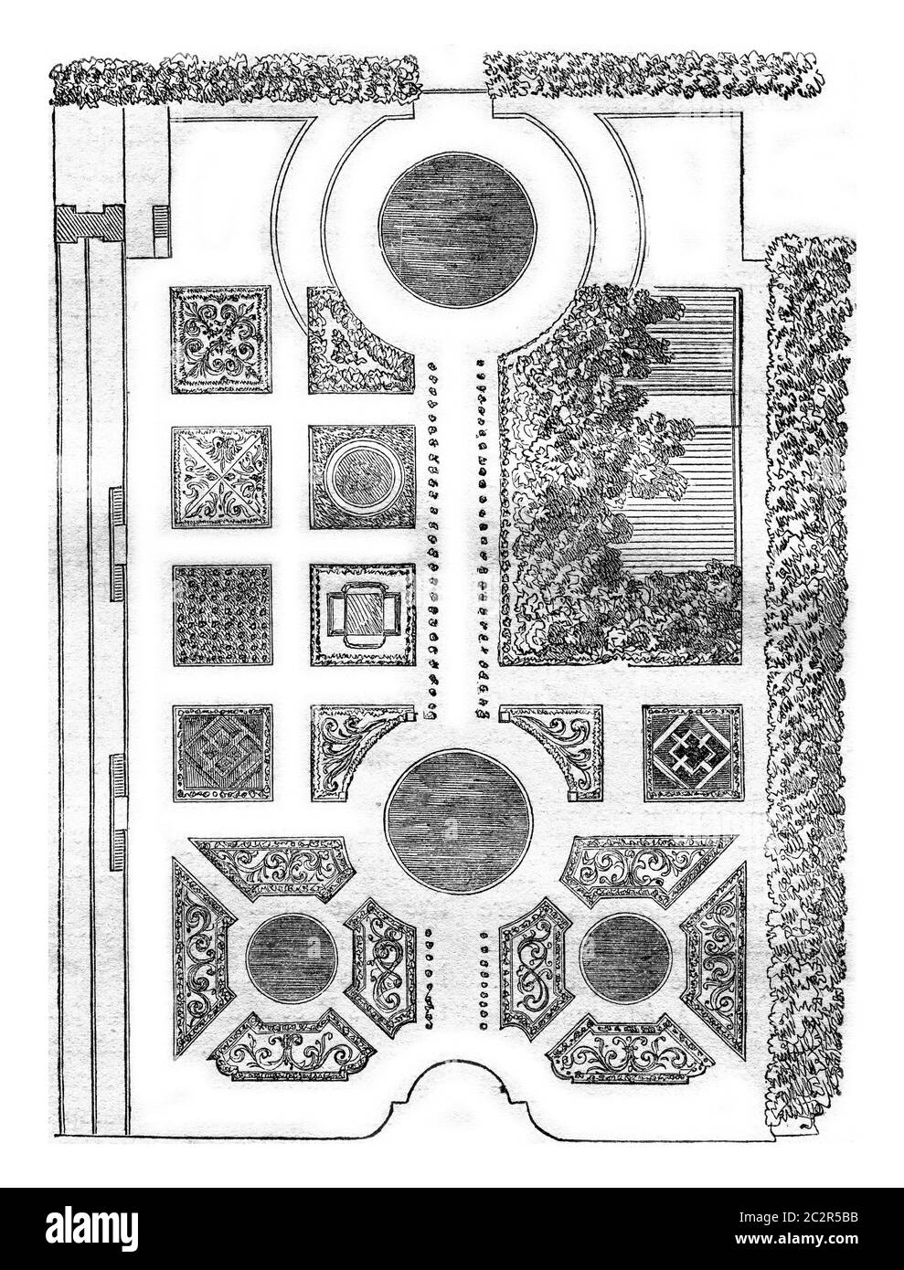 Map Tuileries garden of the time of Louis XIII, vintage engraved ...