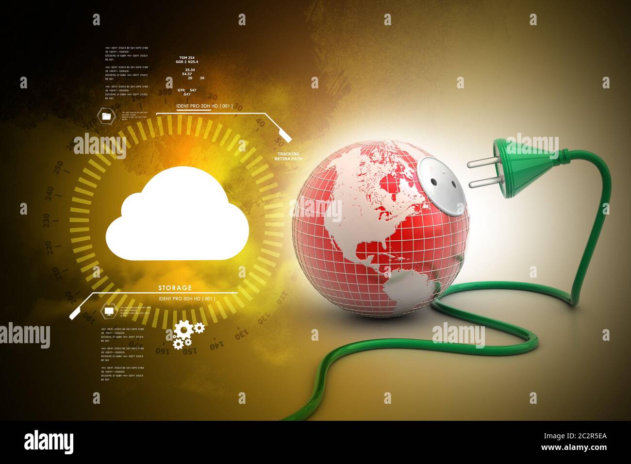 earth globe with power cable Stock Photo - Alamy