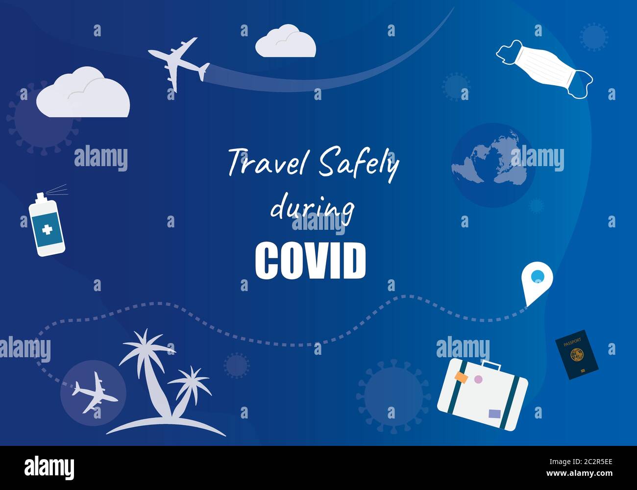 Travel safely during COVID background vector graphic illustration. Web ...