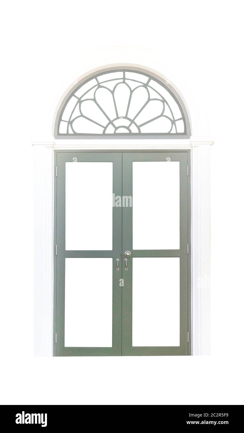 Classical wooden door frame isolated on white with clipping path Stock ...