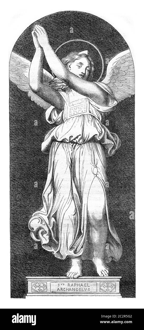 Archangel Raphael, vintage engraved illustration. Magasin Pittoresque ...