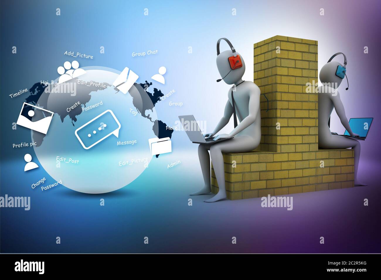 3d people working in laptop Stock Photo - Alamy