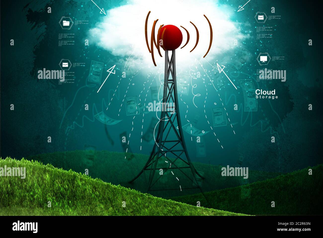 Signal tower with networking Stock Photo - Alamy