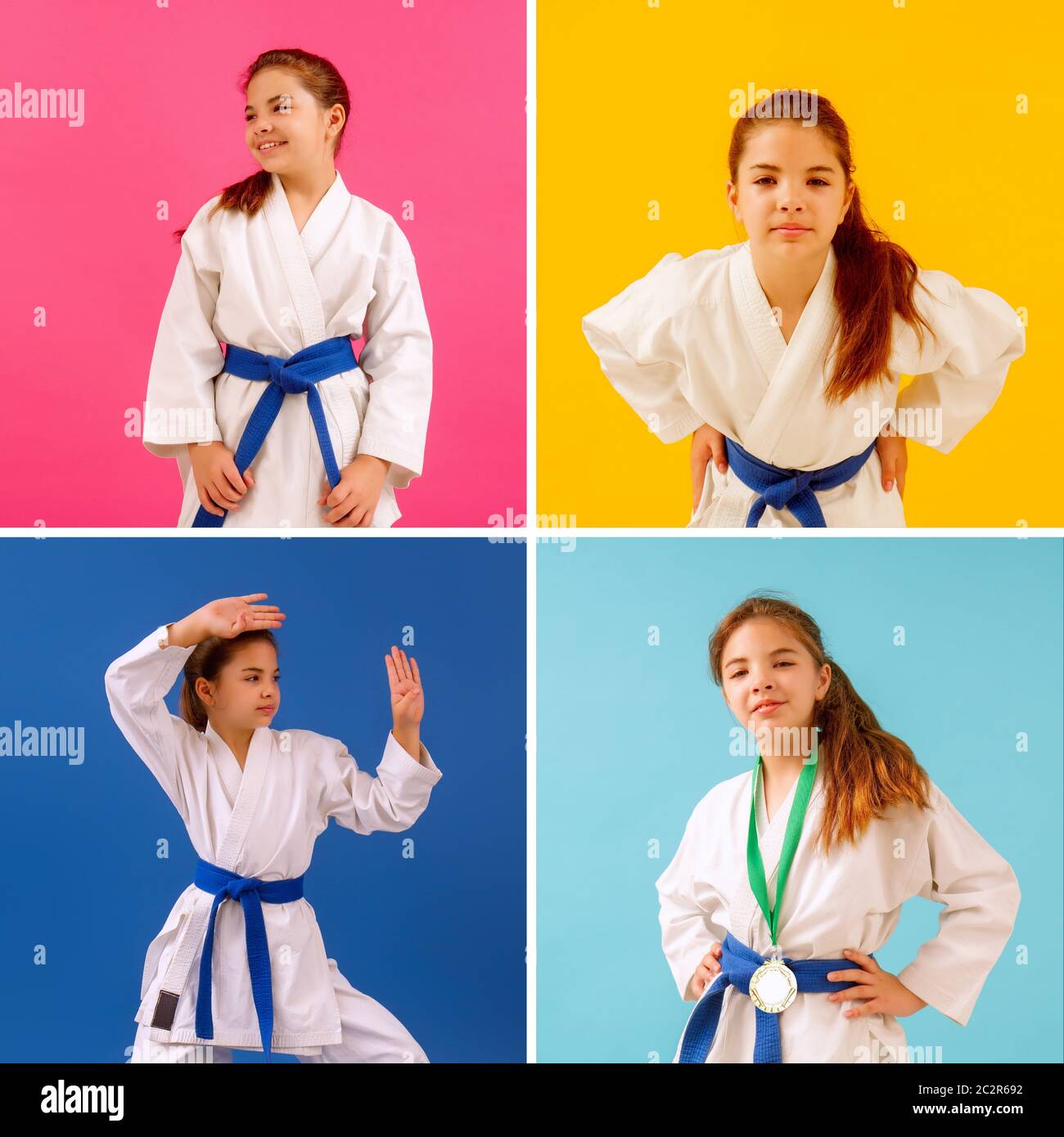 color karate girl Stock Photo - Alamy