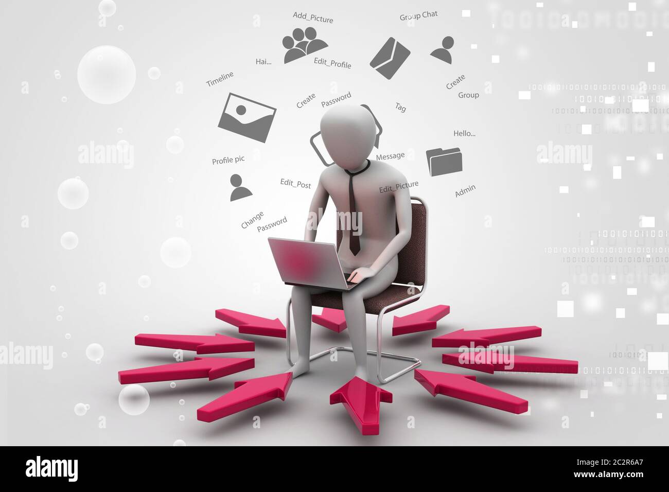 3d man working on laptop Stock Photo - Alamy