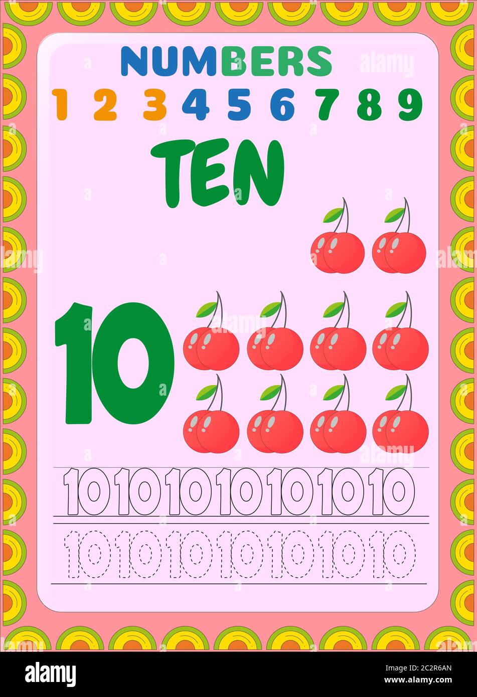 Preschool and toddler math with cherry fruit design Stock Vector Image ...