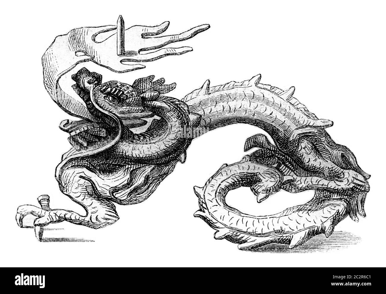 Chinese torch, vintage engraved illustration. Magasin Pittoresque 1870 ...